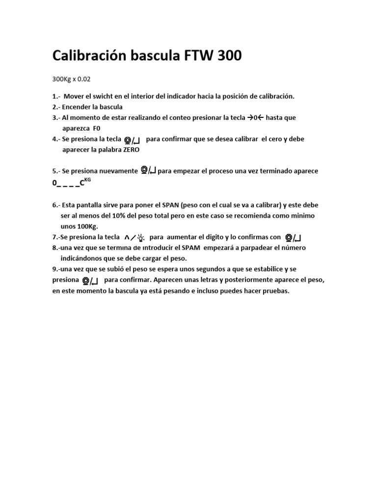 Calibración FTW - 300 | PDF