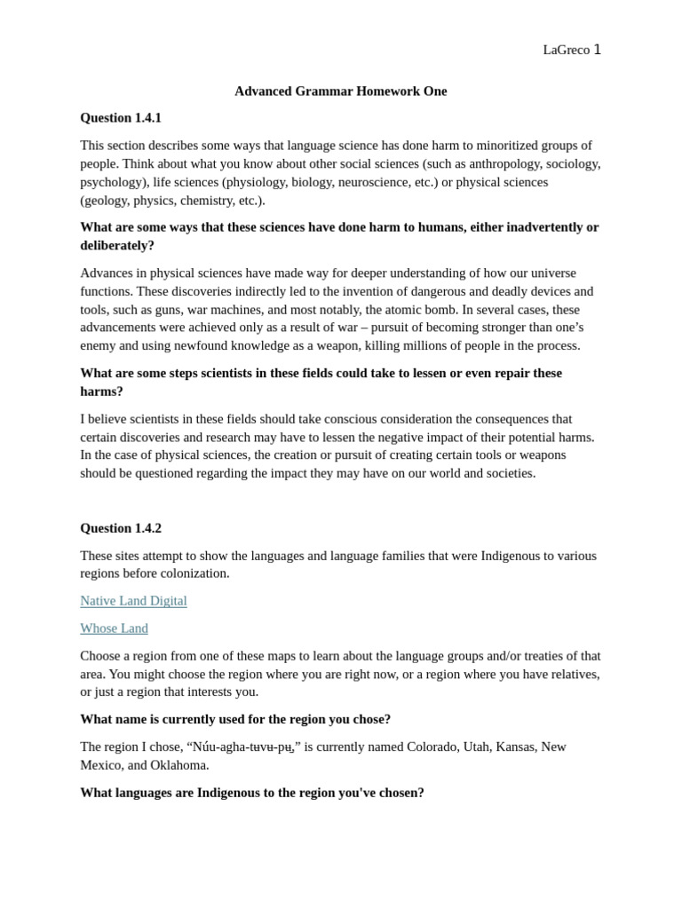 Advanced Grammer Homework One | PDF | Science | English Language