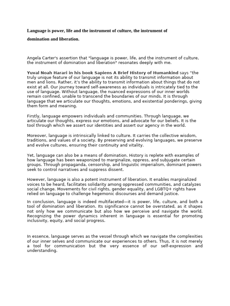Language Is Power | PDF | Liberal Arts Education