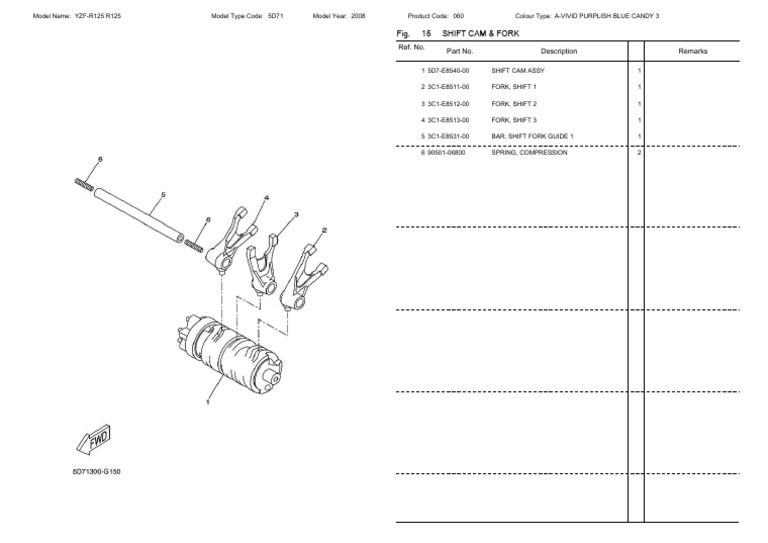 Yzf-R125 R125 Shift Cam & Fork | PDF