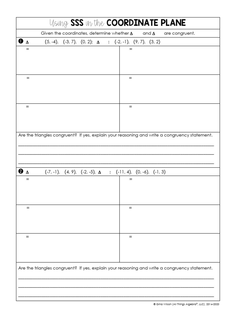 Using SSS in The Coordinate Plane | PDF