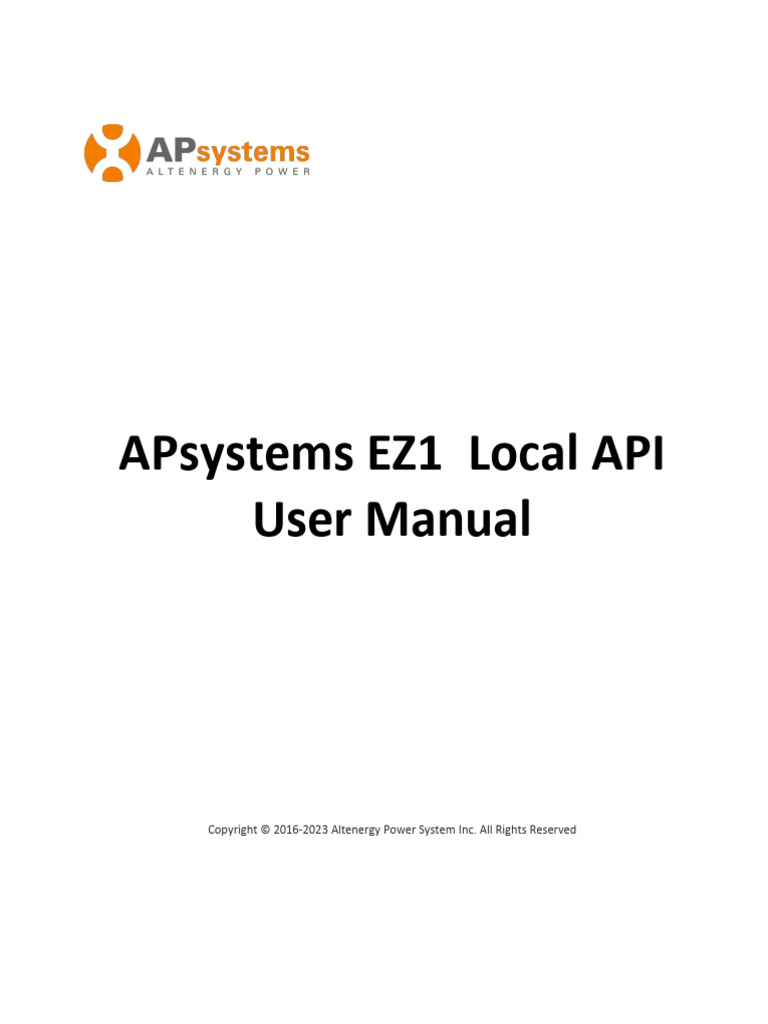 APsystems EZ1 Local API User Manual | PDF | Internet Protocols | Telecommunications