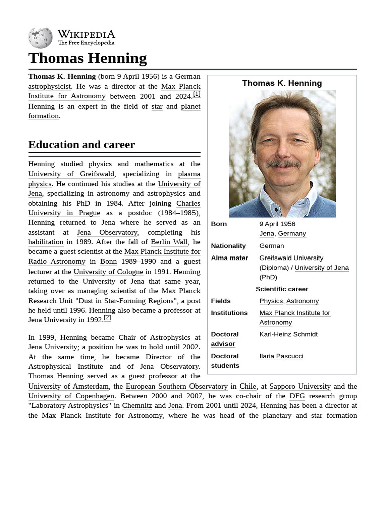 Thomas_Henning | PDF | Astronomy | Scientific Observation