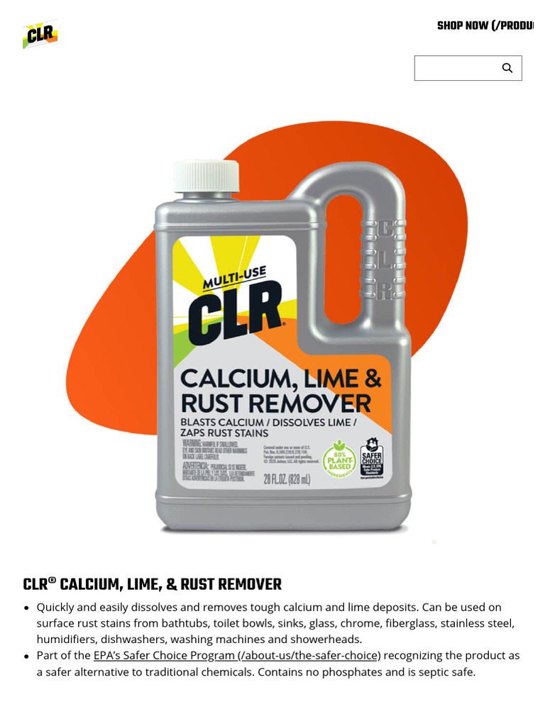 CLR® Calcium, Lime, & Rust Remover - Eliminate Hard Water & Stain Build ...