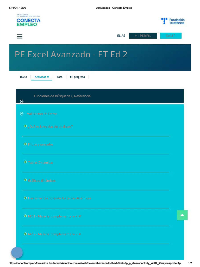 Conecta Empleo - Validación de Datos - Excel Avanzado | PDF | Microsoft Excel | Software
