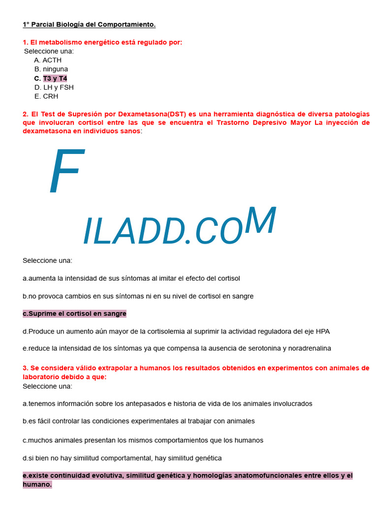 1 ParciaL BIO 2C | PDF | Mente | Estrés (biología)