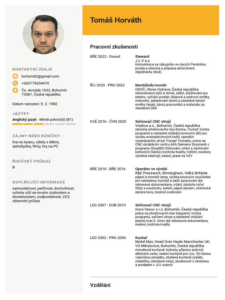 Tomas Horvath CV | PDF