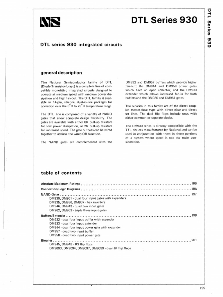 DTL Pages From 1971 - National - Digital - Integrated - Circuits | PDF ...