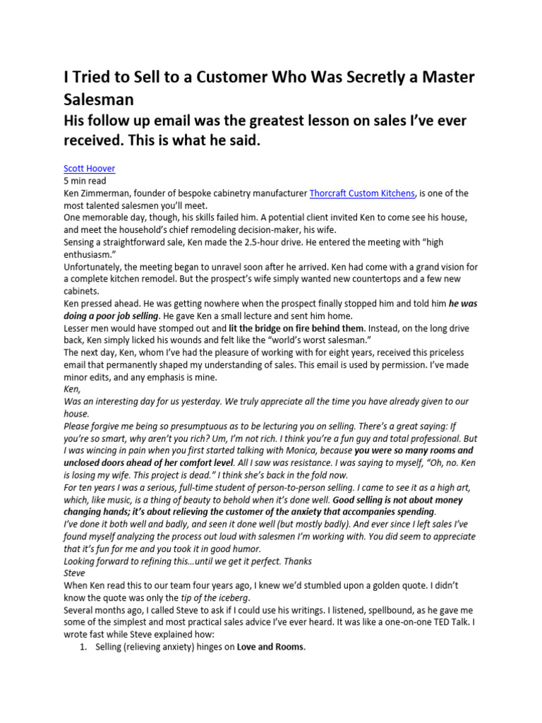 Lessons from a Sales Masterclass | PDF | Sales