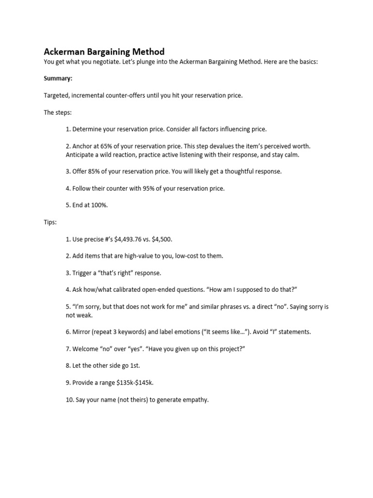 Ackerman Bargaining Method | PDF