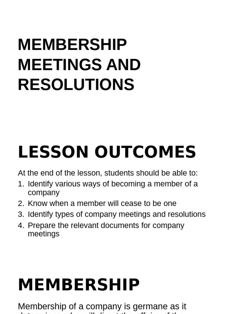 Membership Meetings and Resolutions For Use | PDF | Proxy Voting | Voting