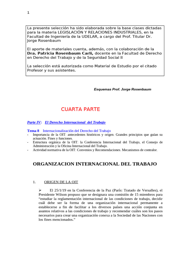 286 - 4 Cuarta Parte. Oit | PDF | Organización Internacional del Trabajo | Derecho laboral