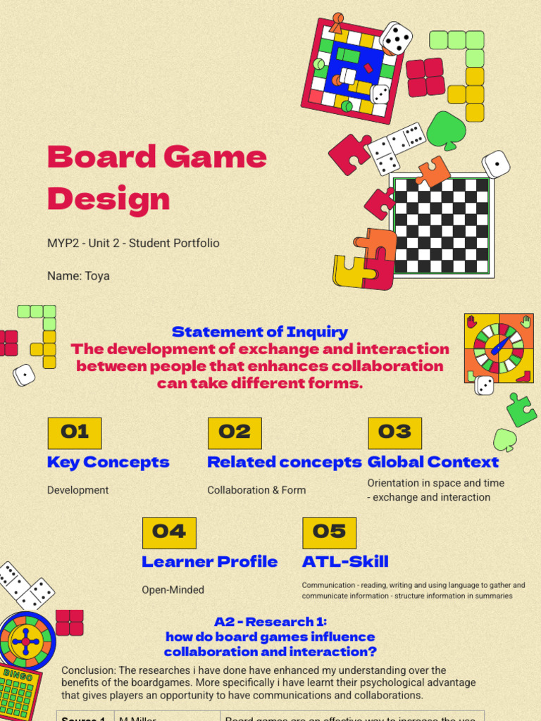 Toya Nakata - MYP2 - U2 - Board Games - Student Portfolio | PDF