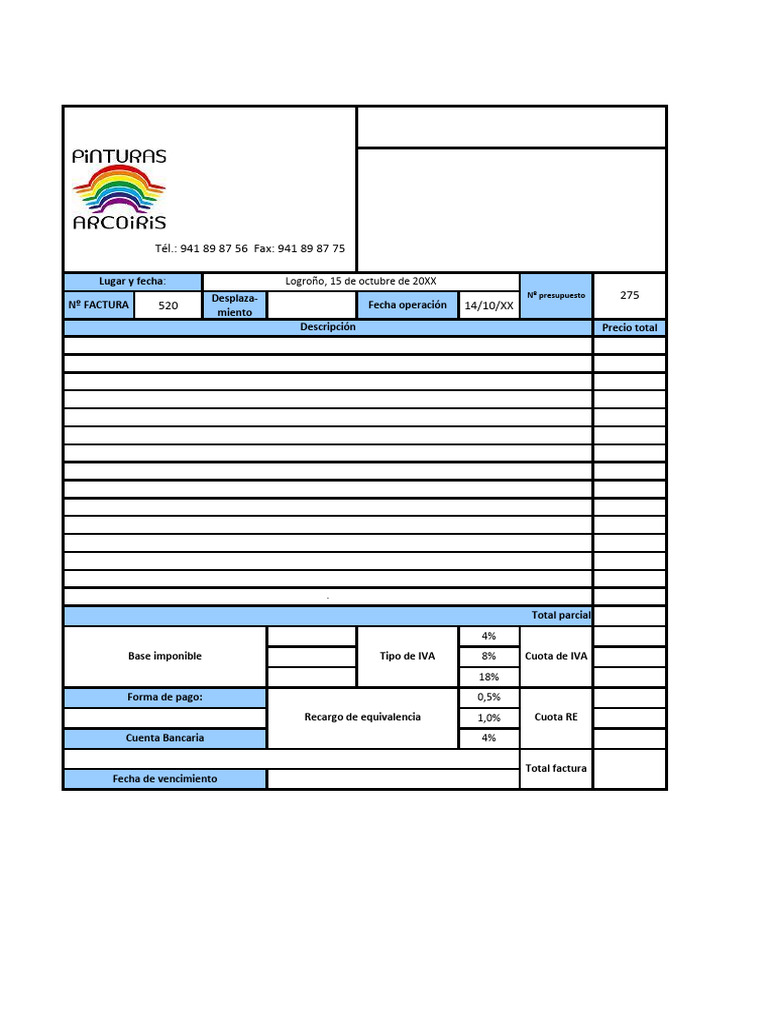 20XX-10-20 Factura Arcoiris | PDF