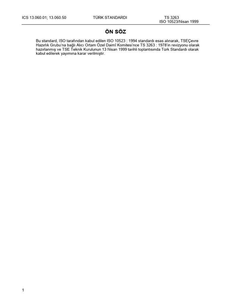 TS 3263 ISO 10523 SU KALİTESİ - PH TAYİNİ | PDF