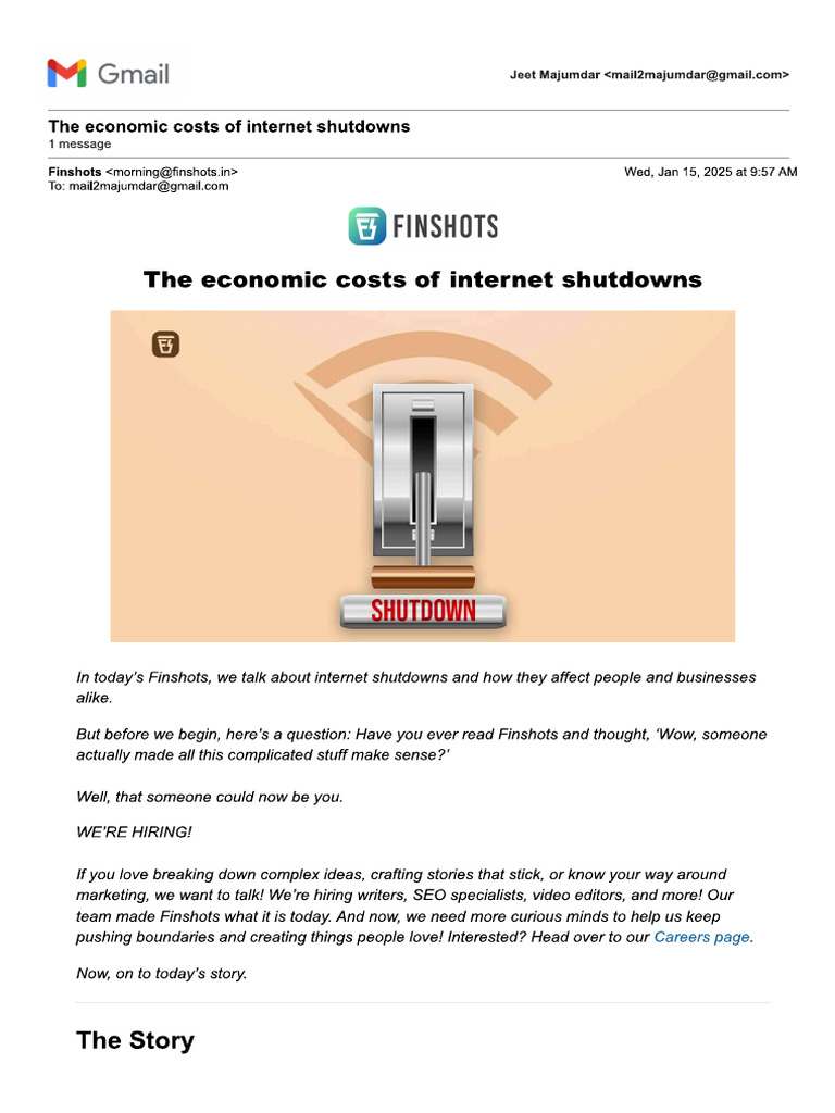 Economic Cost of Internet Shutdown | PDF