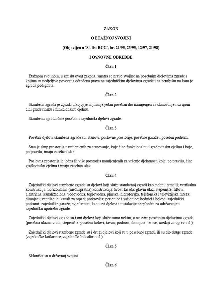 Zakon o Etaznoj Svojini | PDF