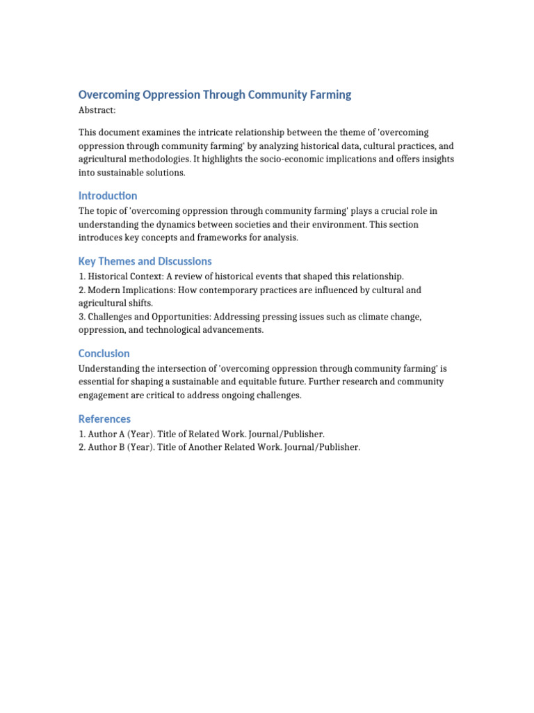 Overcoming Oppression Through Community Farming | PDF