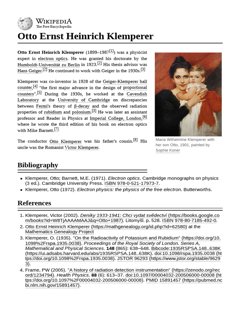 Otto Ernst Heinrich Klemperer | PDF | Physics | Physical Sciences