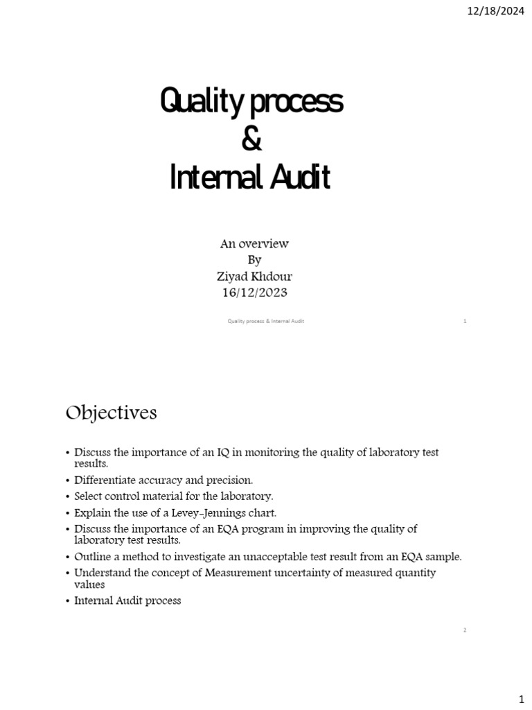 Quality Process Internal Audit 16122023 (1) (1) | PDF | Audit ...