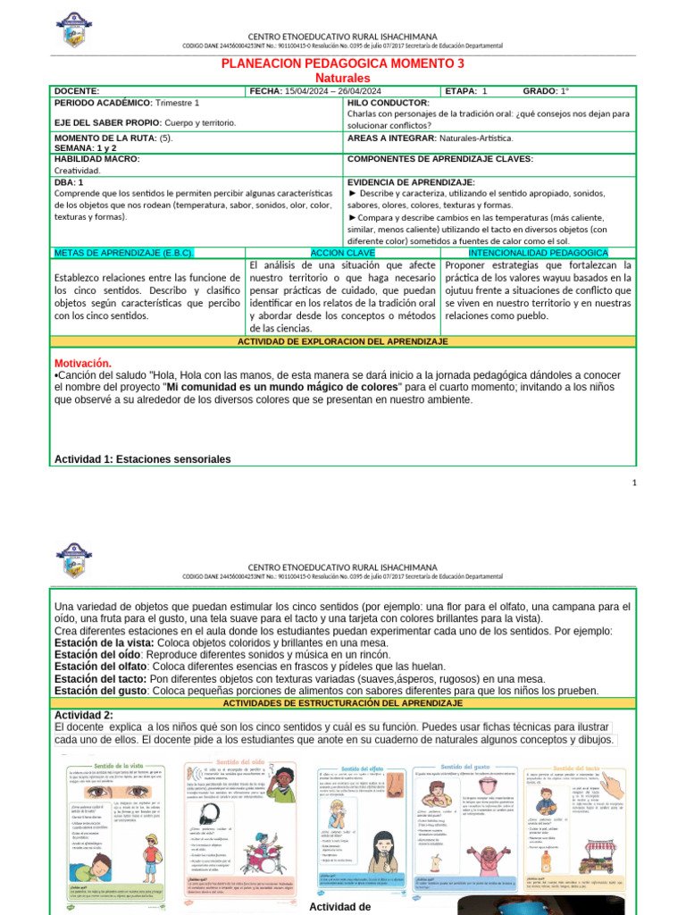 Momento 4 Etapa 1 Primero | PDF | Escuelas | Aprendizaje