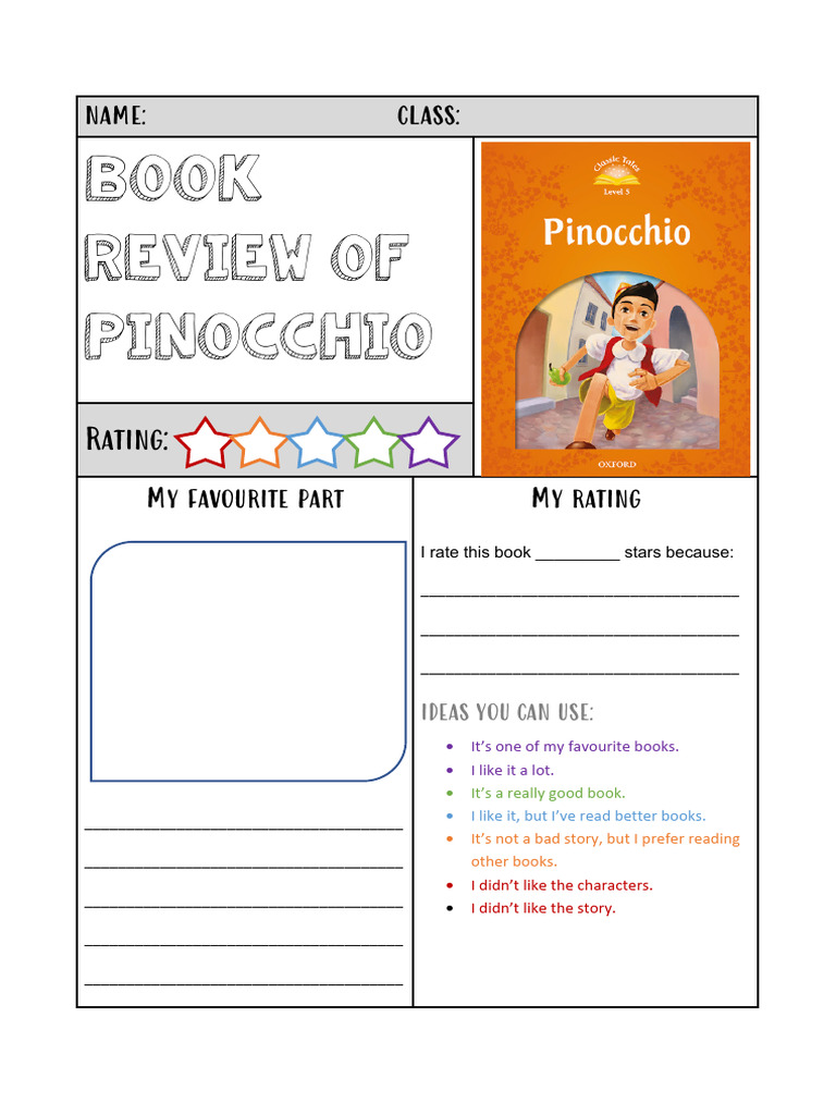 Pinocchio Book Review Template | PDF