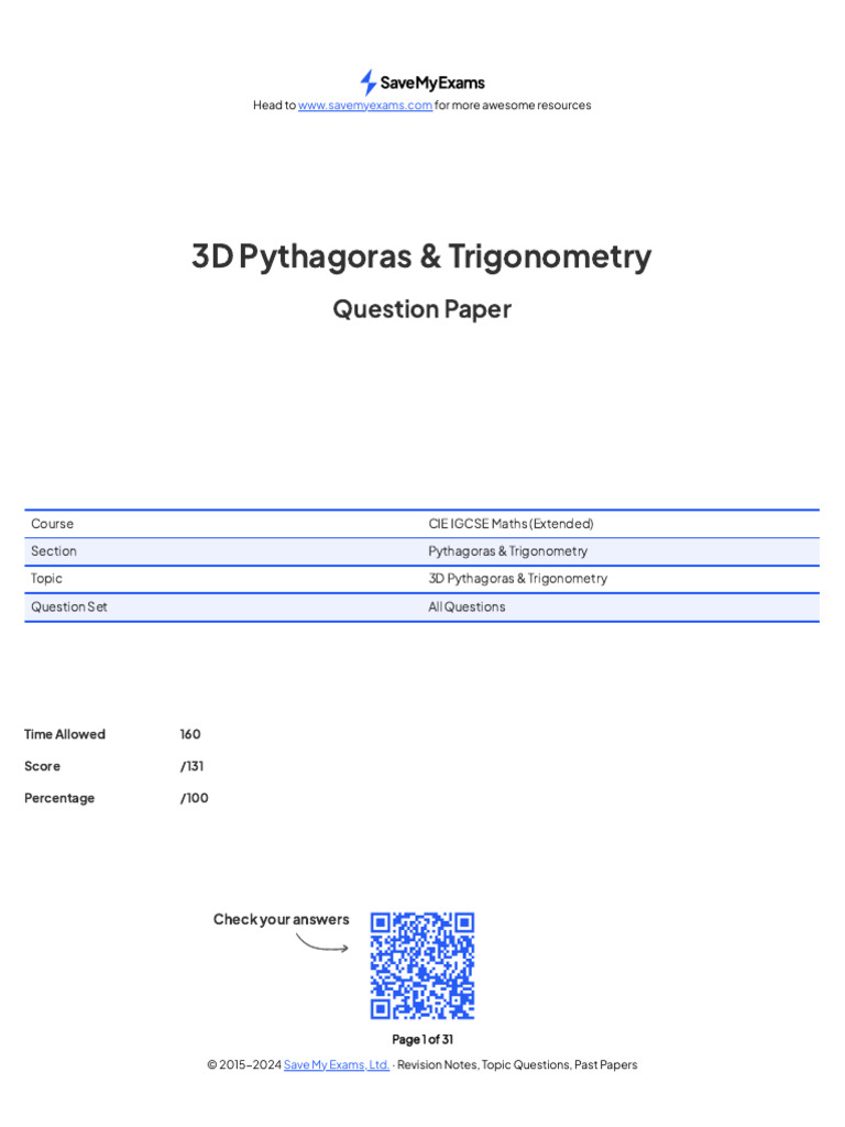 3d Pythagoras and Trigonometry ikyp7eFaPUcccmEc | PDF | Triangle | Volume