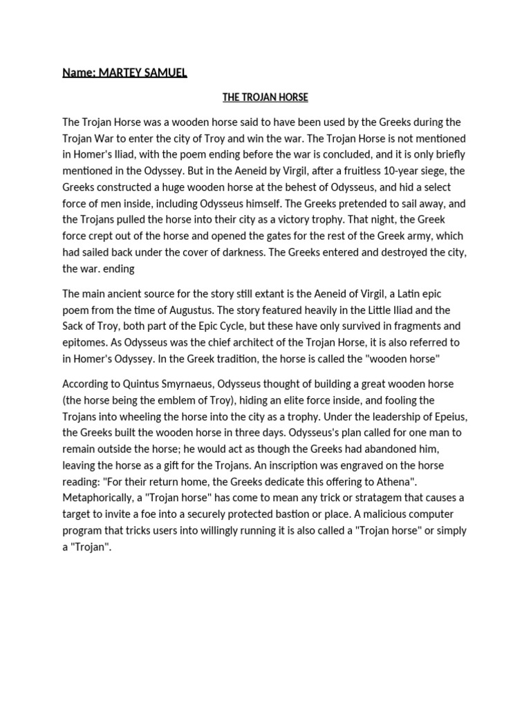 The Trojan Horse: Myth and Strategy | PDF