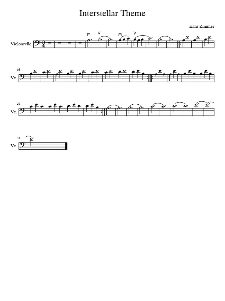 Interstellar Theme Solo Cello | PDF
