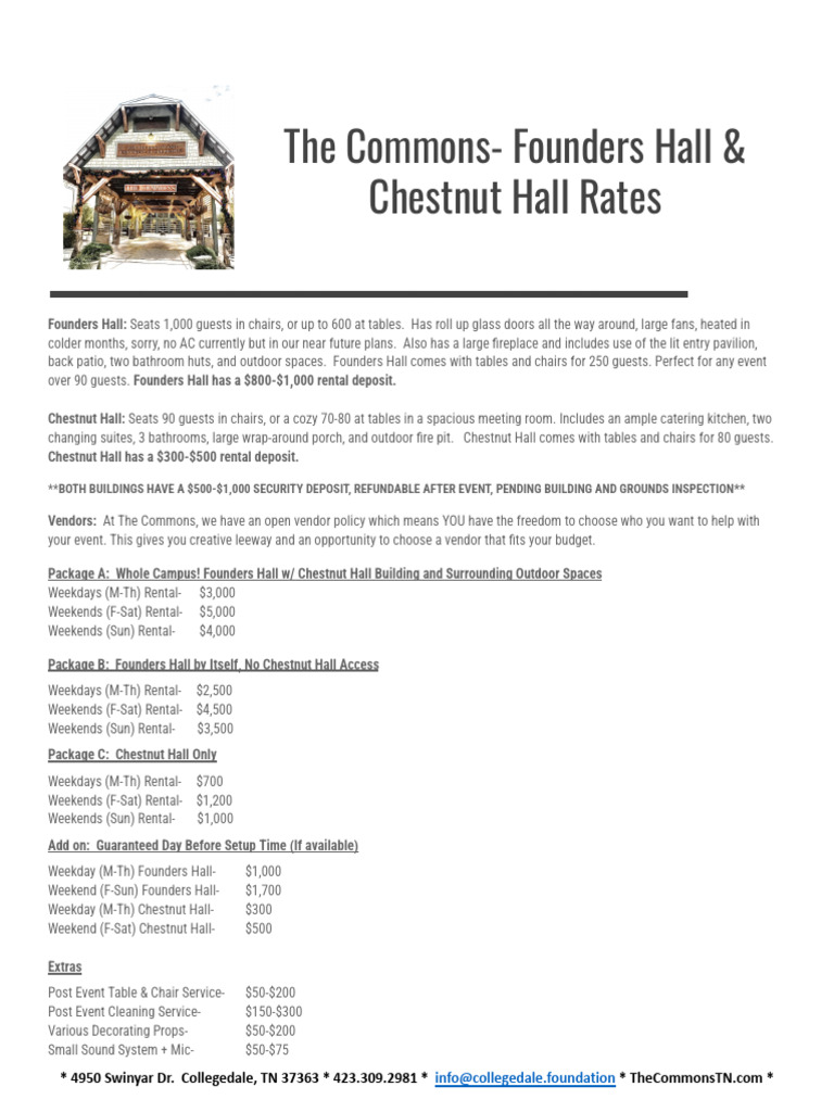 Venue Packages & Rates | PDF