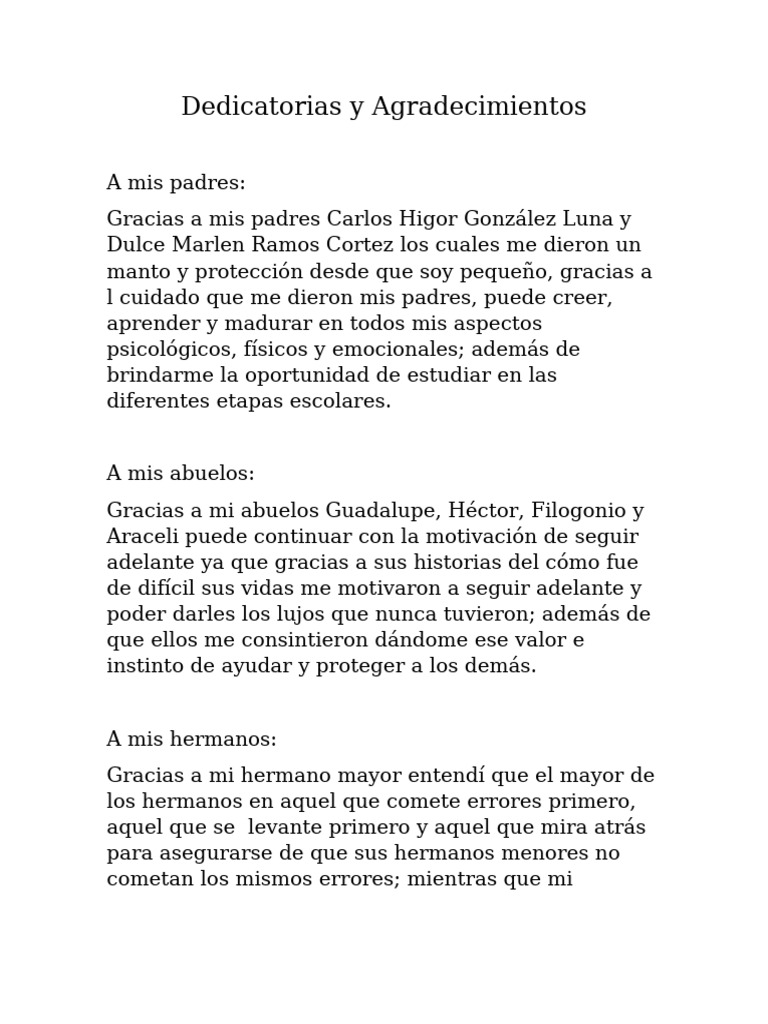 Dedicatorias y Agradecimientos-2 | PDF