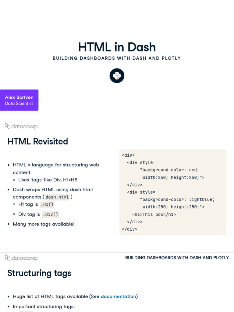 2.Building Dashboards with Dash and Plotly | PDF | Html | Html Element