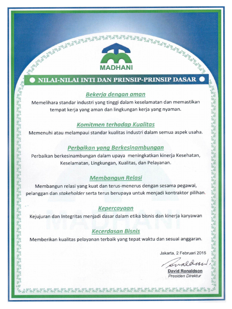 2 Nilai - Nilai Inti Dan Prinsip Prinsip Dasar 020315 | PDF