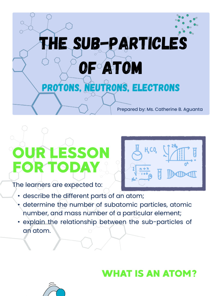 Lesson 3 - The Subatomic Particles of Atom | PDF | Atoms | Proton