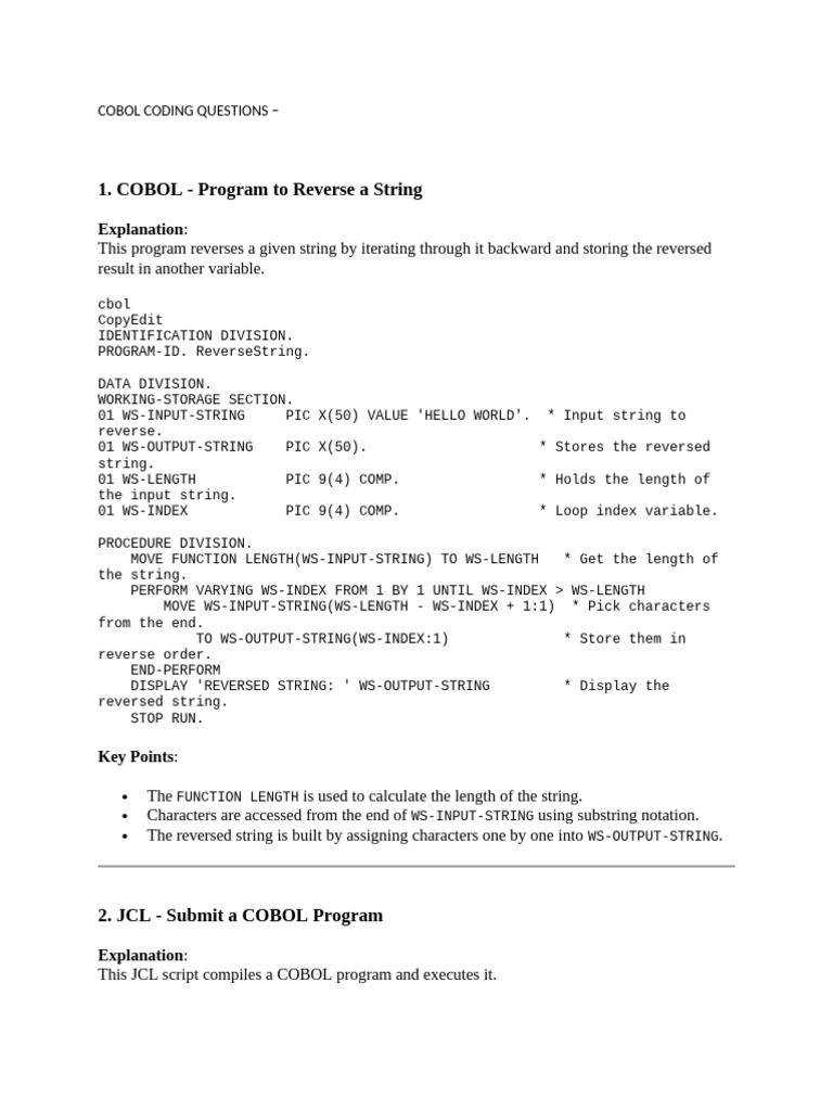 COBOL CODING QUESTIONS | PDF | Personal Identification Number | Credit Card