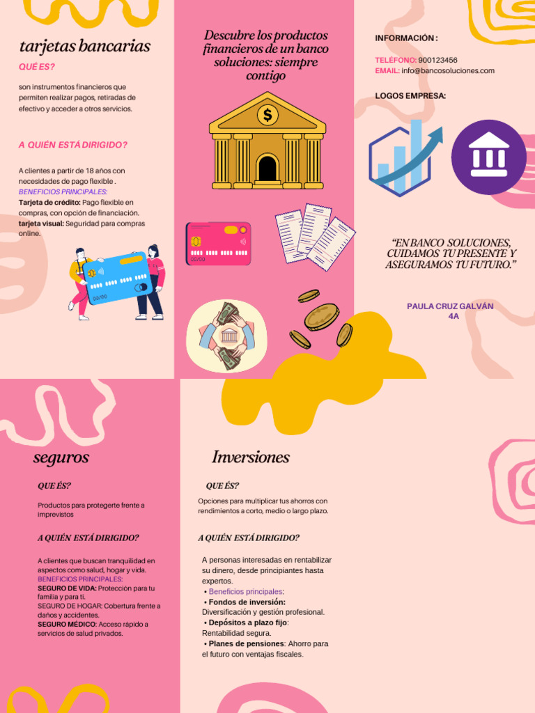 Folleto Tríptico Proyecto Creativo Doodle Orgánico Rosa y Amarillo PDF ...