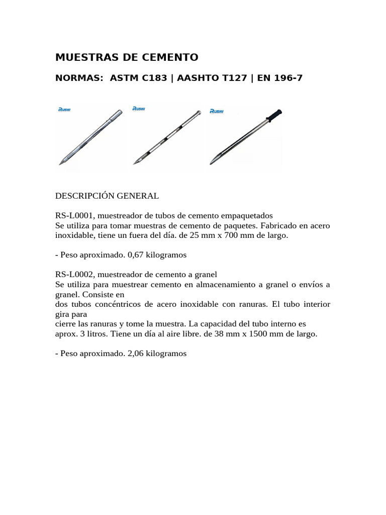 Muestras de Cemento | PDF