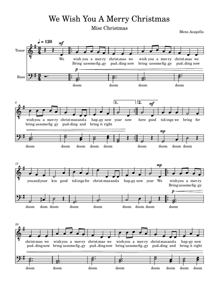 Men's Acapella: Christmas Sheet Music | PDF