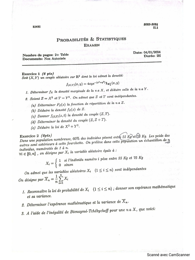 Exam Proba 2024 | PDF