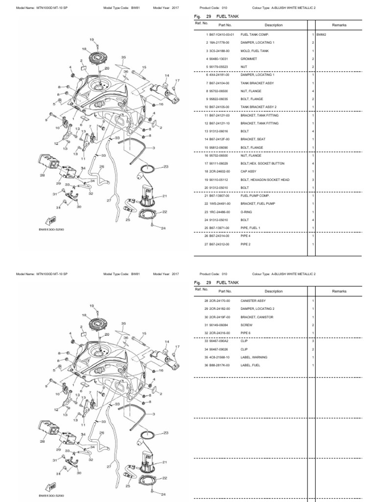 MTN1000D MT-10 SP Fuel Tank | PDF | Screw