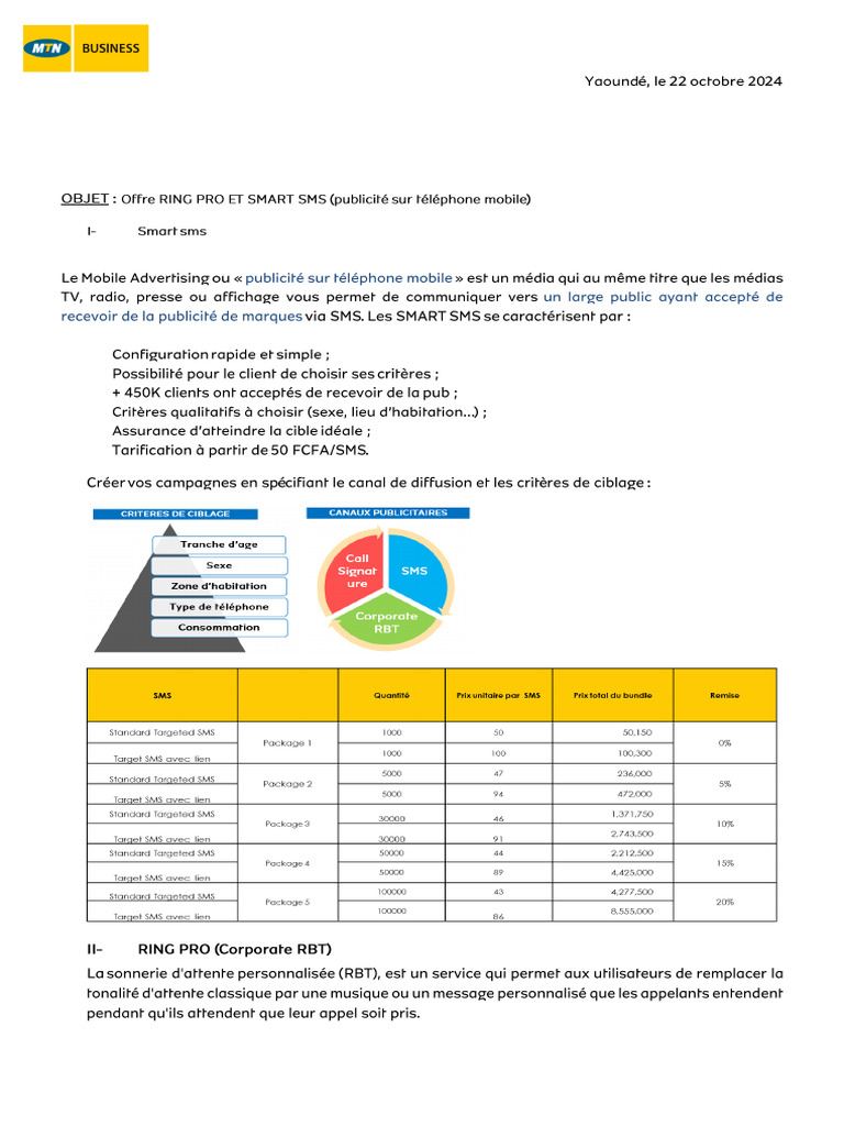 Offre CORPORATE RBT ET SMART SMS | PDF