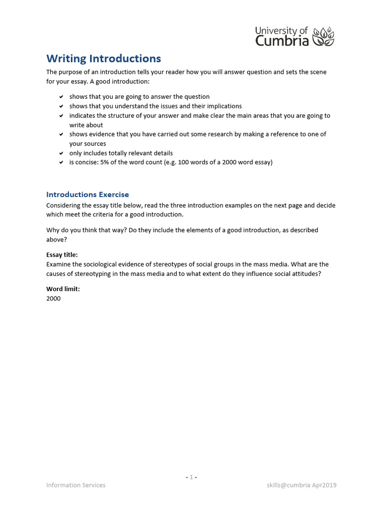 Writing Effective Essay Introductions | PDF | Stereotypes | Essays