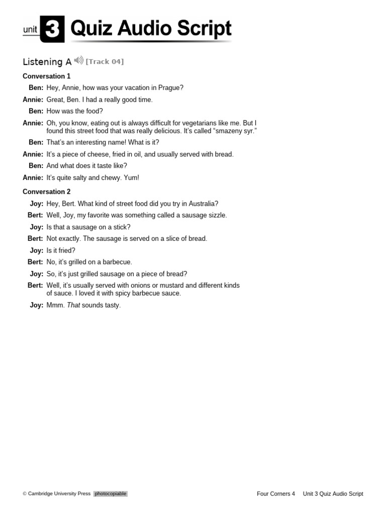 Four Corners Second Edition_Level 4_Q03_Script | PDF