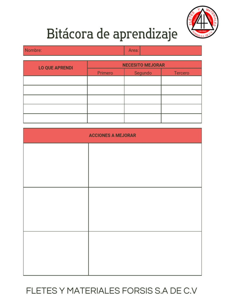 Documento de Bitácora de Aprendizaje Simple Beige y Verde | PDF