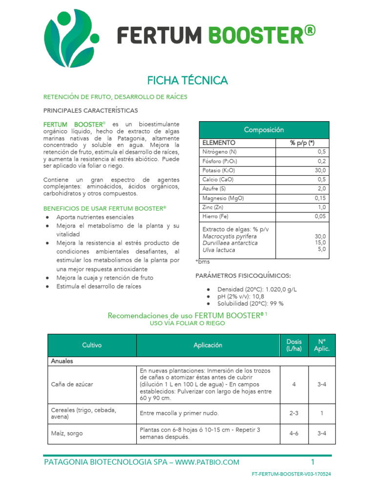 FERTUM BOOSTER: Bioestimulante Orgánico | PDF