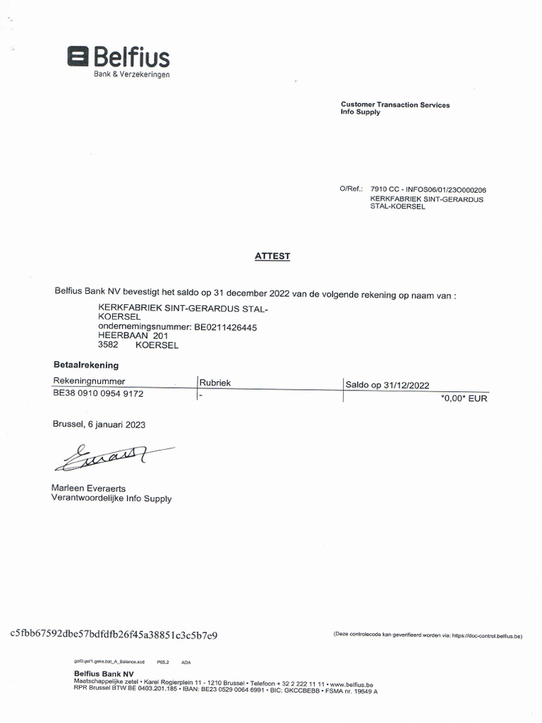 KF Stal Belfius Rekening Toelagen | PDF