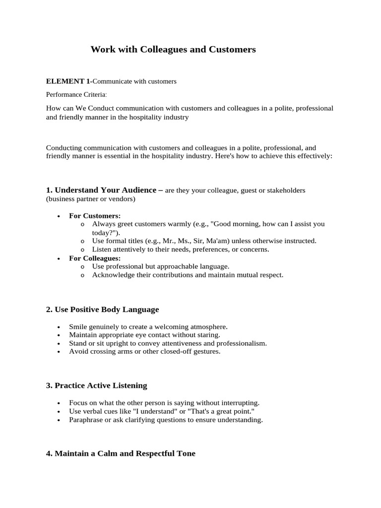 Polite Communication in Hospitality | PDF | Nonverbal Communication ...