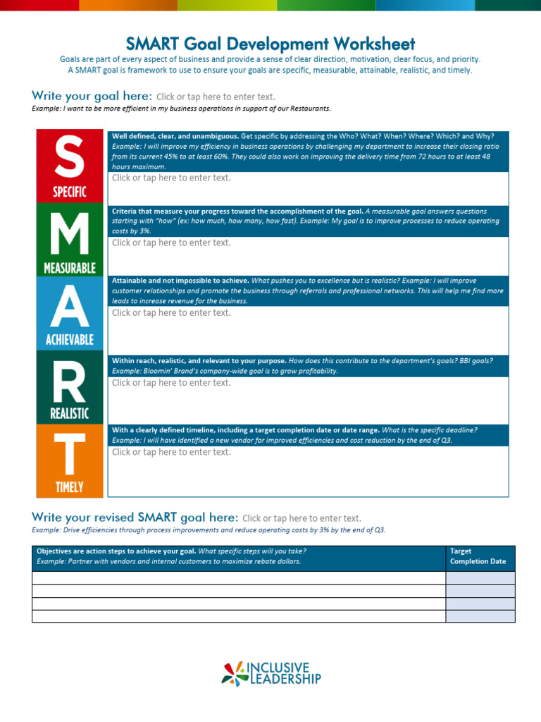 SMART Goal Development Worksheet | PDF | Goal | Business