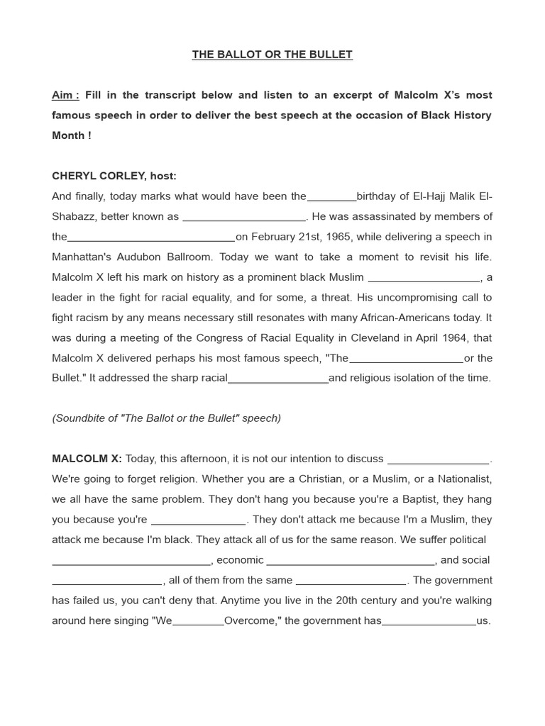 The_Ballot_and_the_Bullet_-_Malcolm_X's_speech | PDF | Malcolm X ...