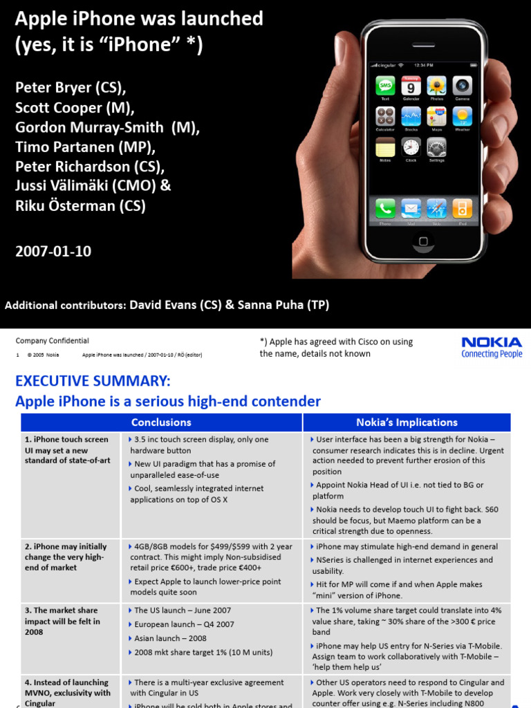 Nokia Iphone Presentation | PDF | I Phone | Apple Inc.